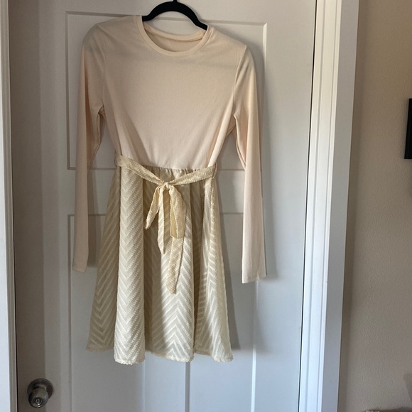 SHEIN | Dresses | Shein Cream Long Sleeve Dress | Poshmark